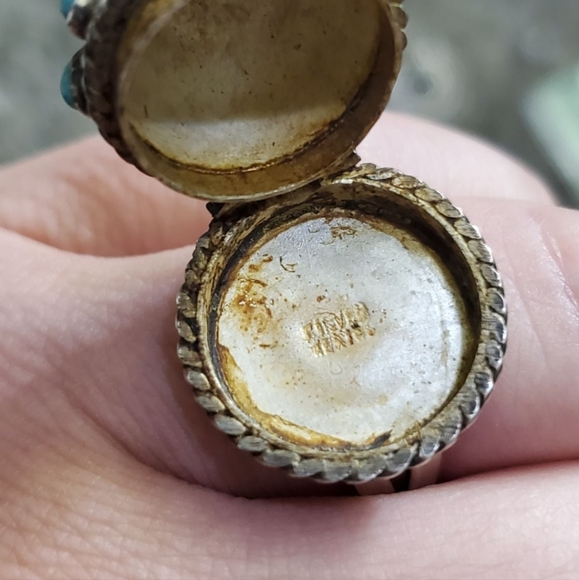 Stampd | Jewelry | Vintage Adjustable Poison Ringpill Box Turquoise ...